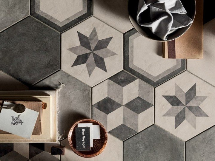 Cemento Hex Porcelain Tile Patchwork Blk Mix – Terrazzo Tiles